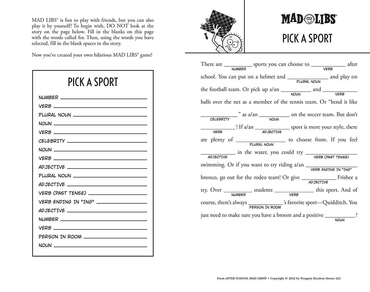 After School Mad Libs Pack | Scholastic Canada Clubs de lecture