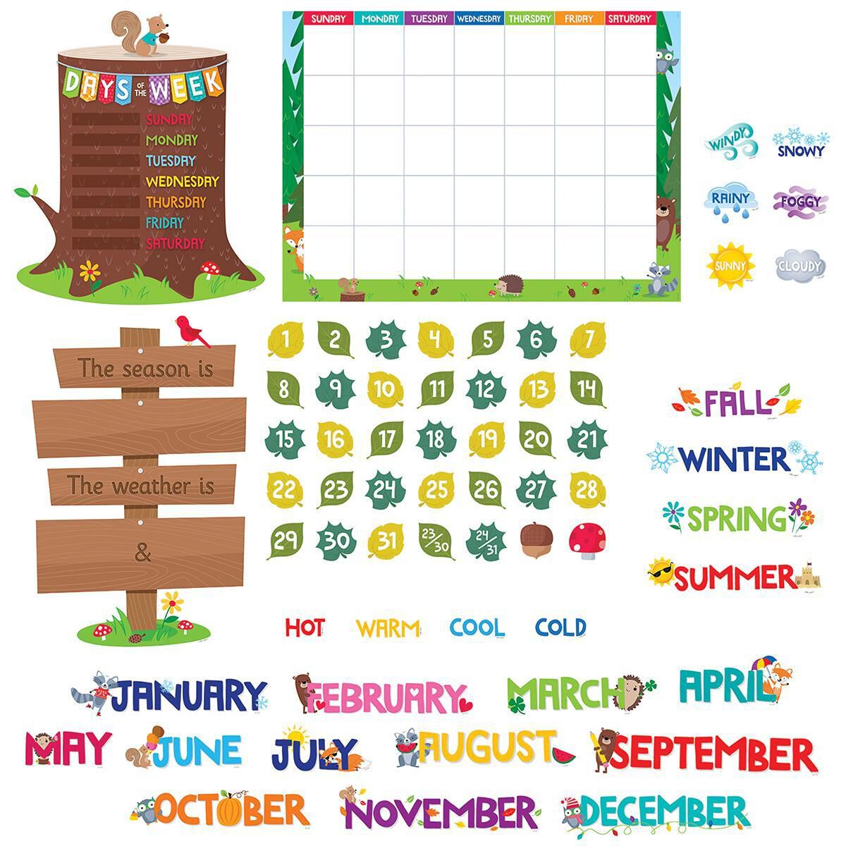 Woodland Friends Calendar Bulletin Board Set | Scholastic Canada Book Clubs