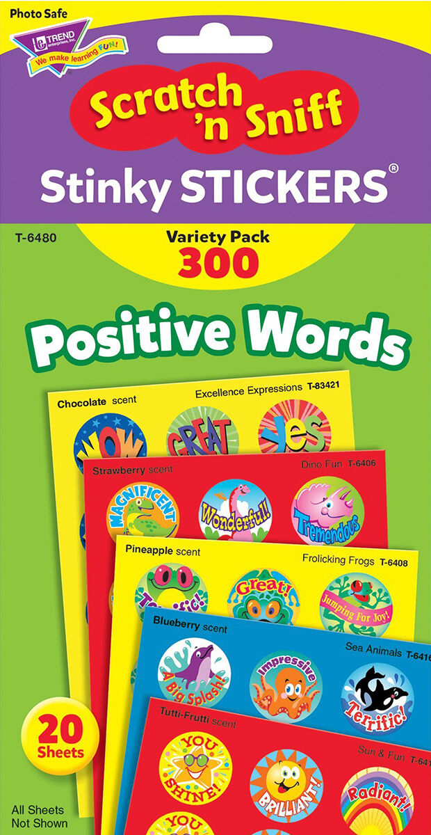 Positive Words Stinky Stickers Variety Pack | Classroom Essentials ...