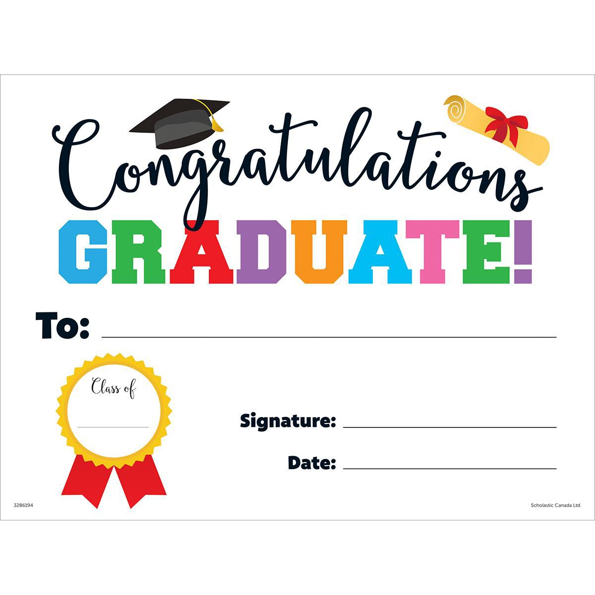 Congratulations Graduate! Diplomas 30-Pack | Scholastic Canada Clubs de ...