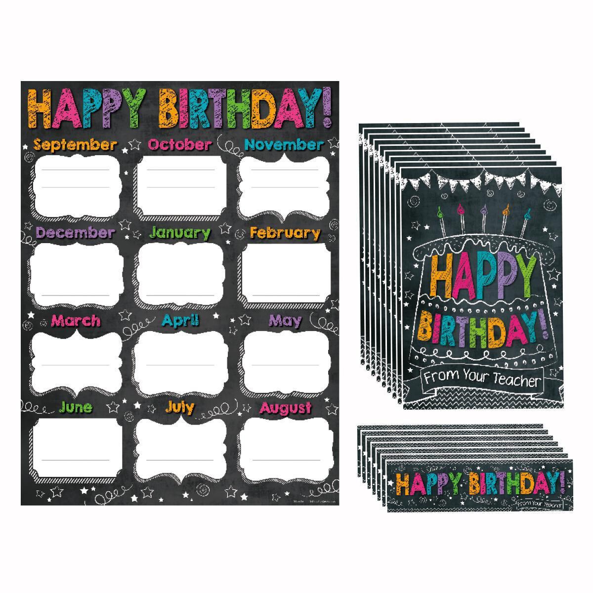 Chalkboard Happy Birthday Bulletin Board Set | Scholastic Canada Book Clubs